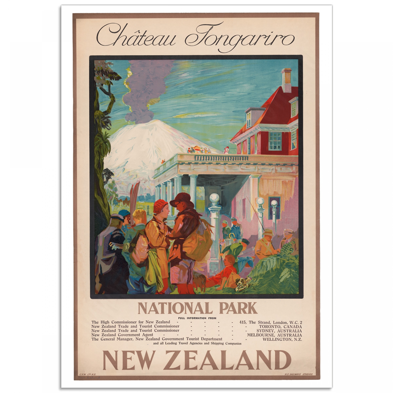 Chateau Tongariro, New Zealand | Vintage Travel Poster | Just Posters
